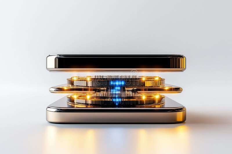 Smartphone Components Arranged in a Dynamic Layout with Glowing Lights ...