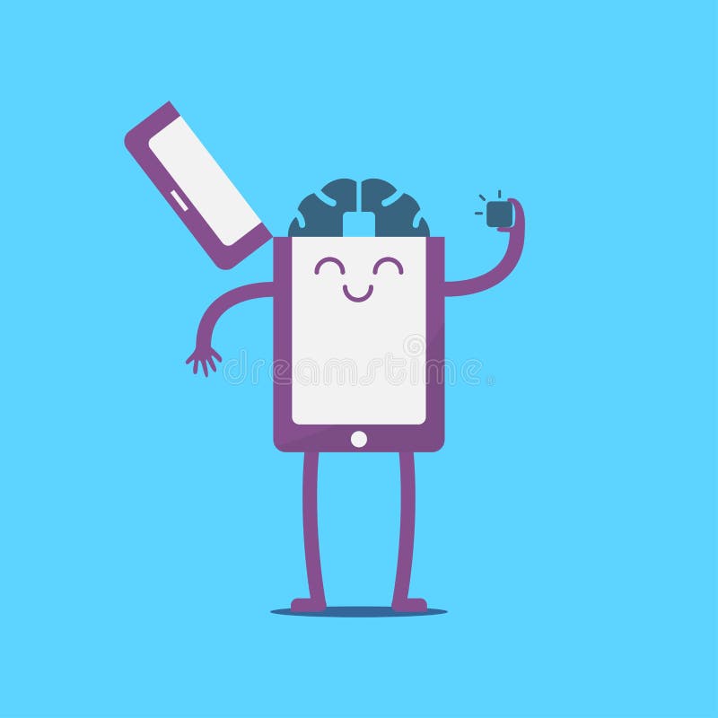 Smartphone with Computer Brain Vector Stock Vector - Illustration of ...