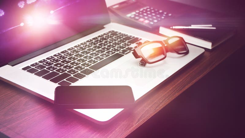 Smartphone and Computer Laptop on Desk Stock Photo - Image of smart ...
