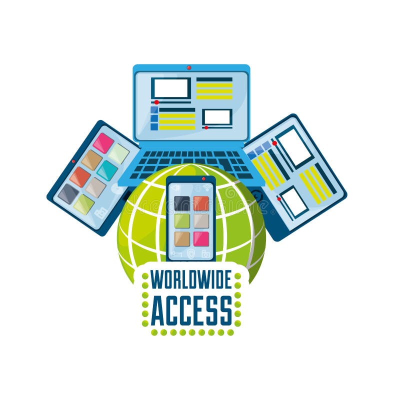 Smartphone, Computer, Laptop and Tablet Connected Internet Around the ...