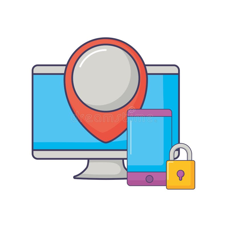 Smartphone Computer Location Pin Security Gadget Stock Illustration ...