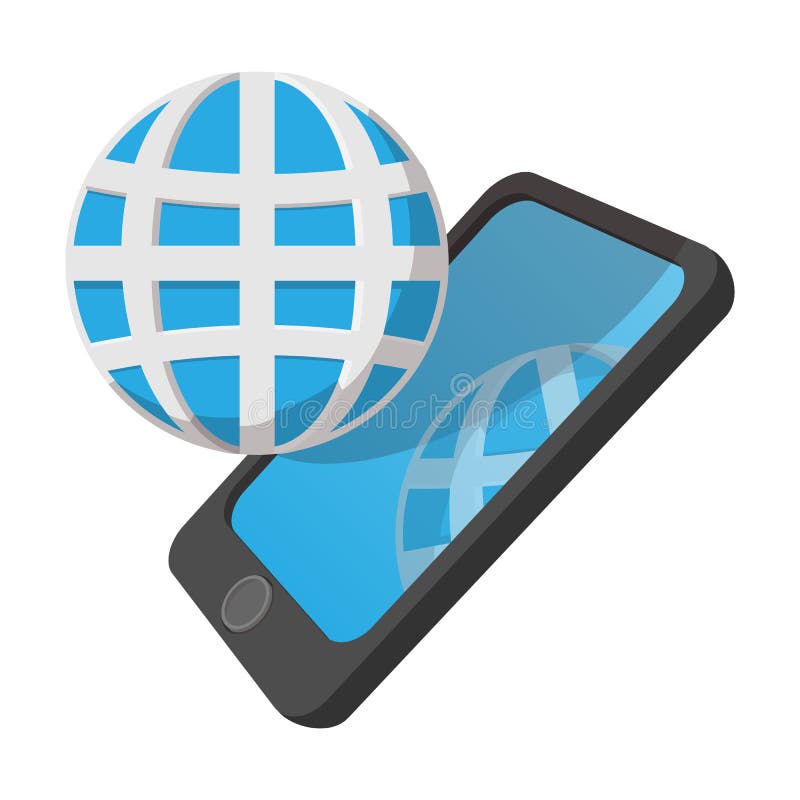 Smartphone Con El Icono De La Historieta Del Globo Stock de ilustración ...