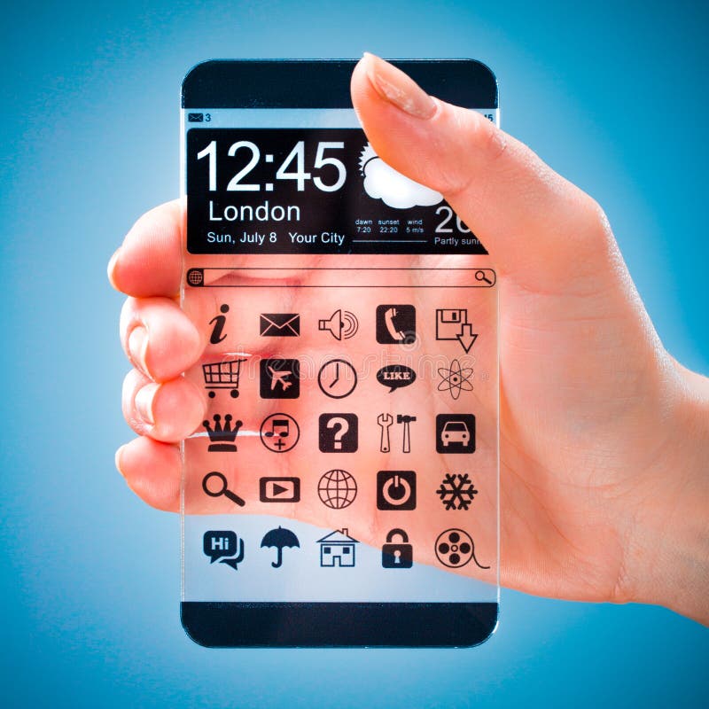 Compressa Con Lo Schermo Trasparente in Mani Umane Fotografia Stock ...