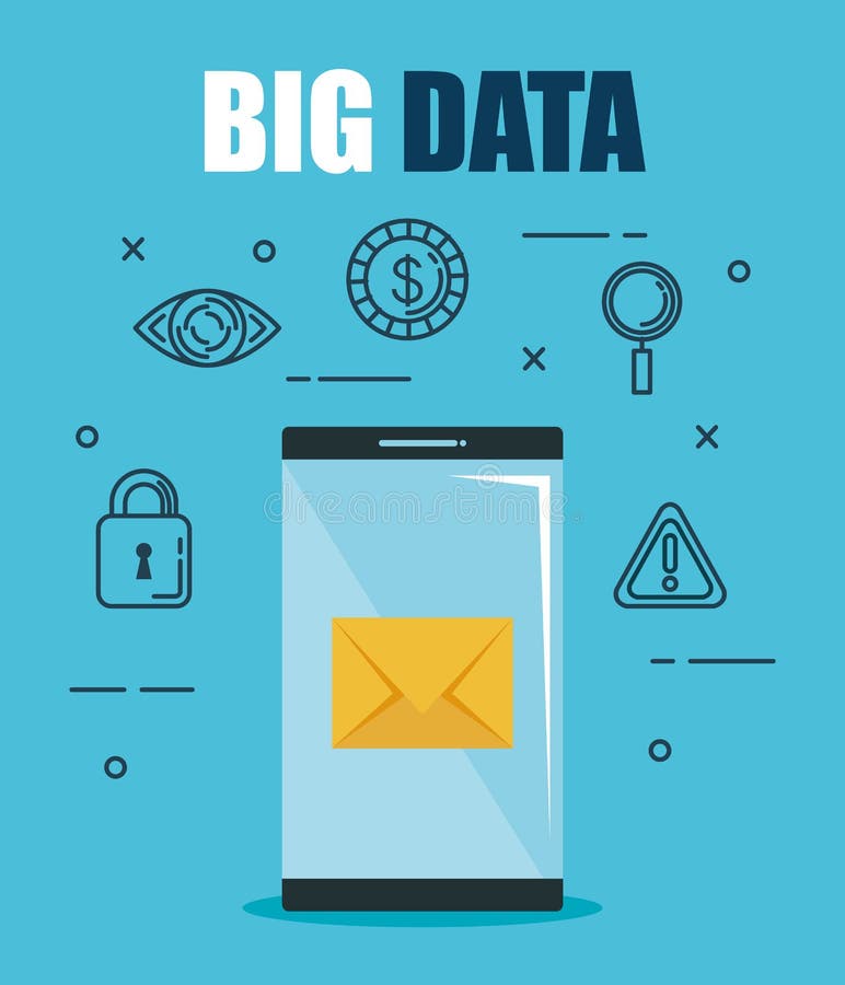 Smartphone Con Los Iconos Grandes De Los Datos Ilustración del Vector ...