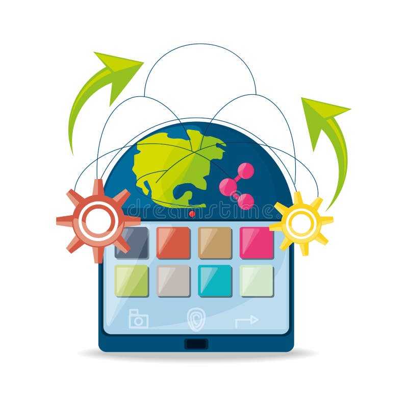 Smartphone Connected Internet Around the World Stock Vector ...