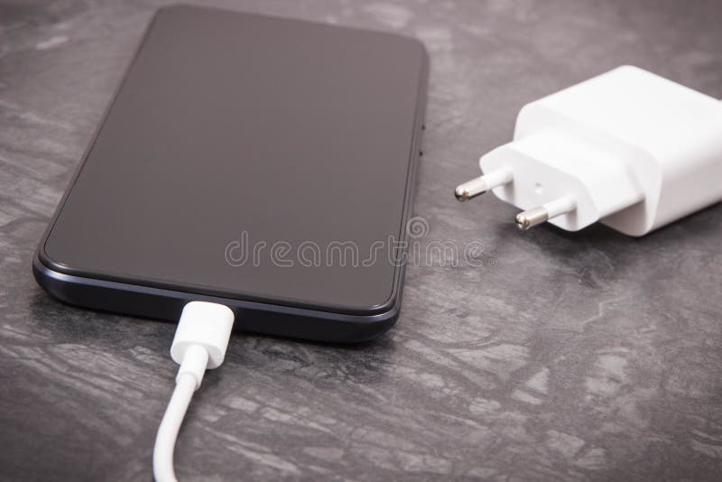 Smartphone with Connected Plug of Charger. Telephone Charging Stock ...