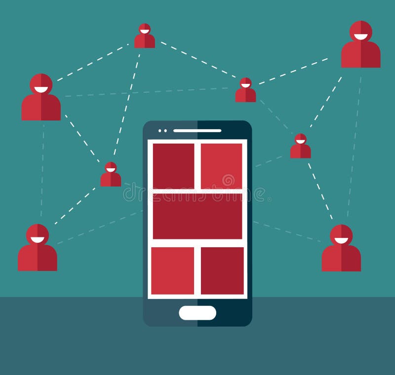 Smartphone Connection between People Stock Illustration - Illustration ...