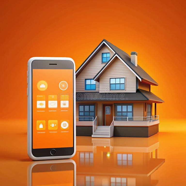 Smartphone Controlling Home Automation System Stock Illustration ...