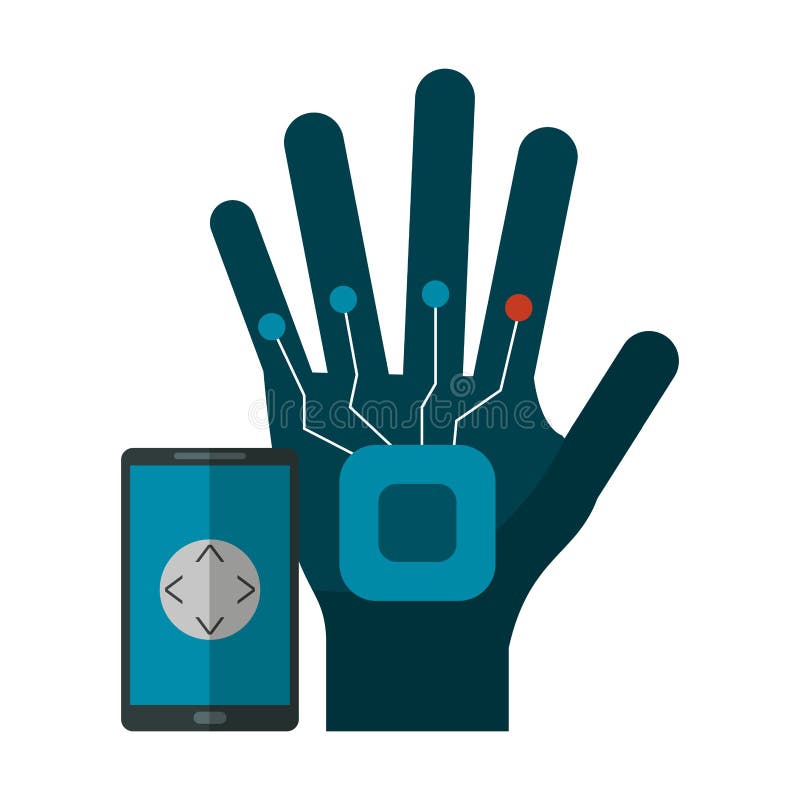 Boy Controlling His Robot with Mobile Phone, Future Technology Concept ...