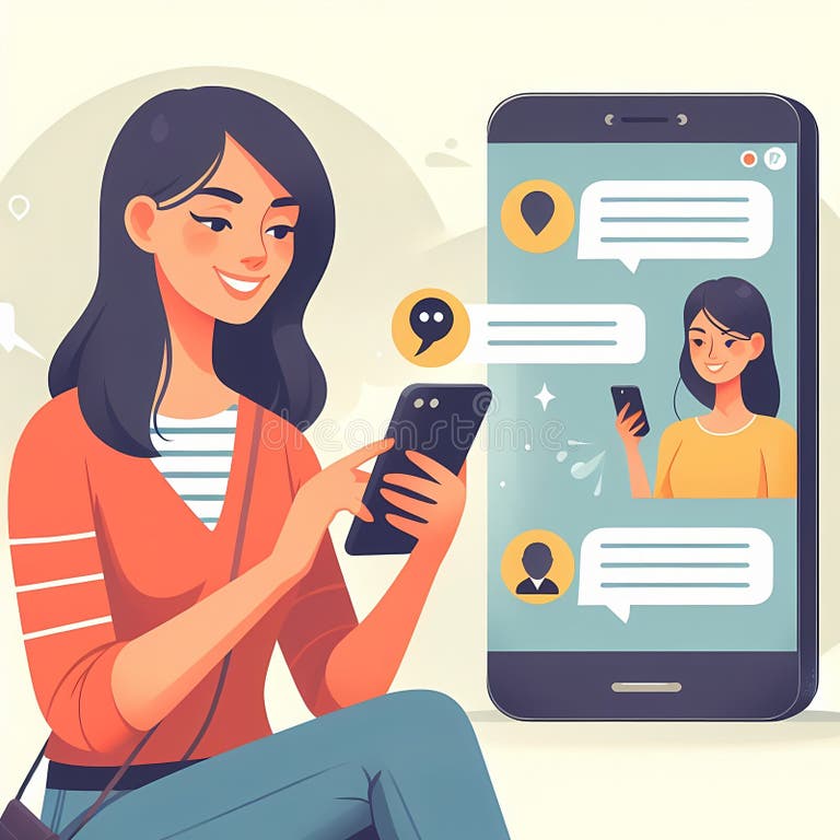 Smartphone Conversation Visualized on Screen Stock Illustration ...