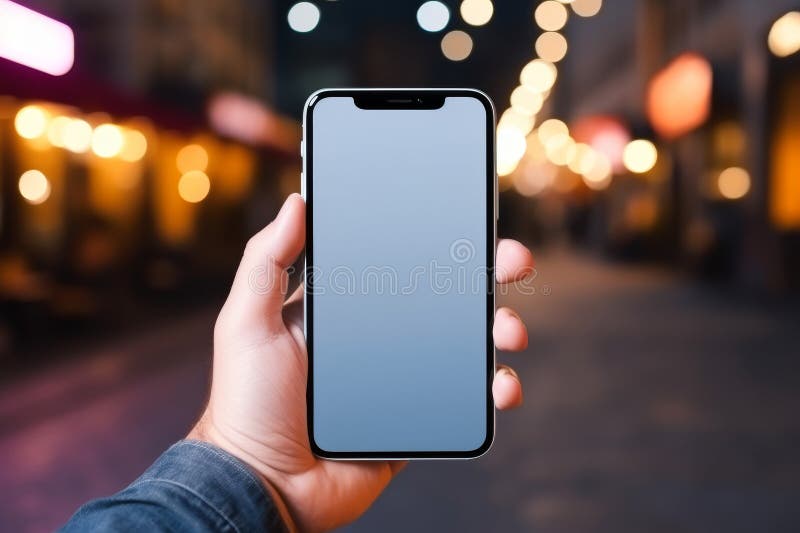 Smartphone with Copy Space on the Screen in Male Hands Stock ...