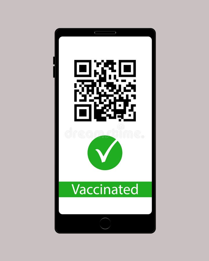 Smartphone with Covid Vaccination QR Code and the Text is Vaccinated ...