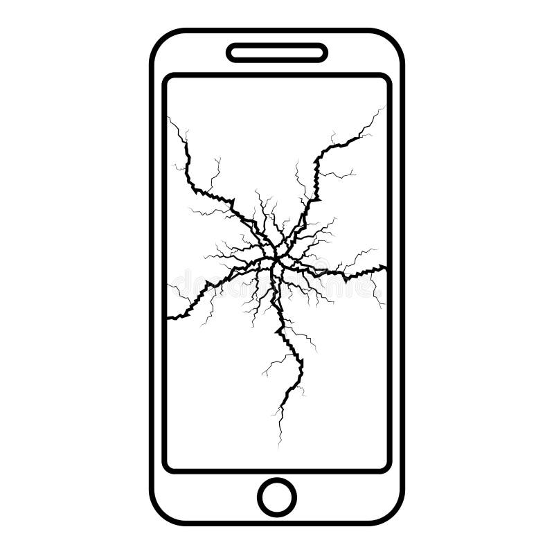 Smartphone Crack Screen. Damage Mobile Phone Front View Template ...