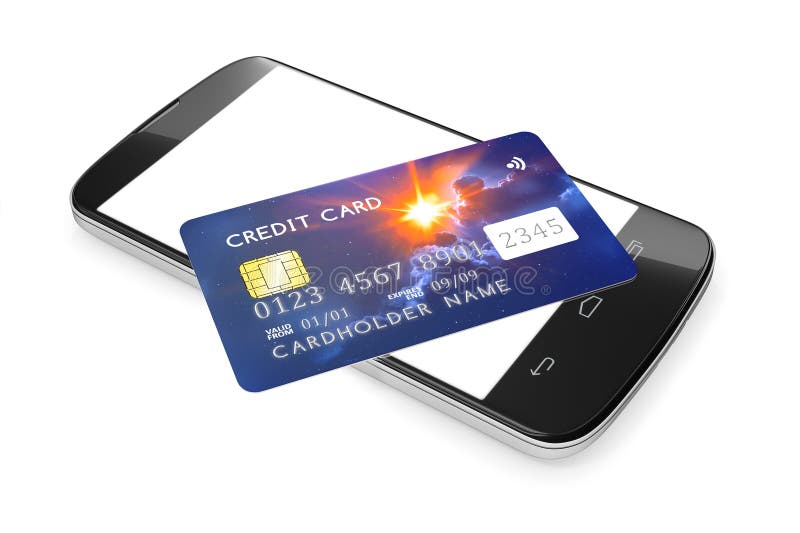 Smartphone and a Credit Card for Mobile Payment Stock Illustration ...