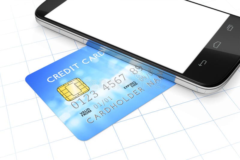 Smartphone and a Credit Card for Mobile Payment Stock Illustration ...