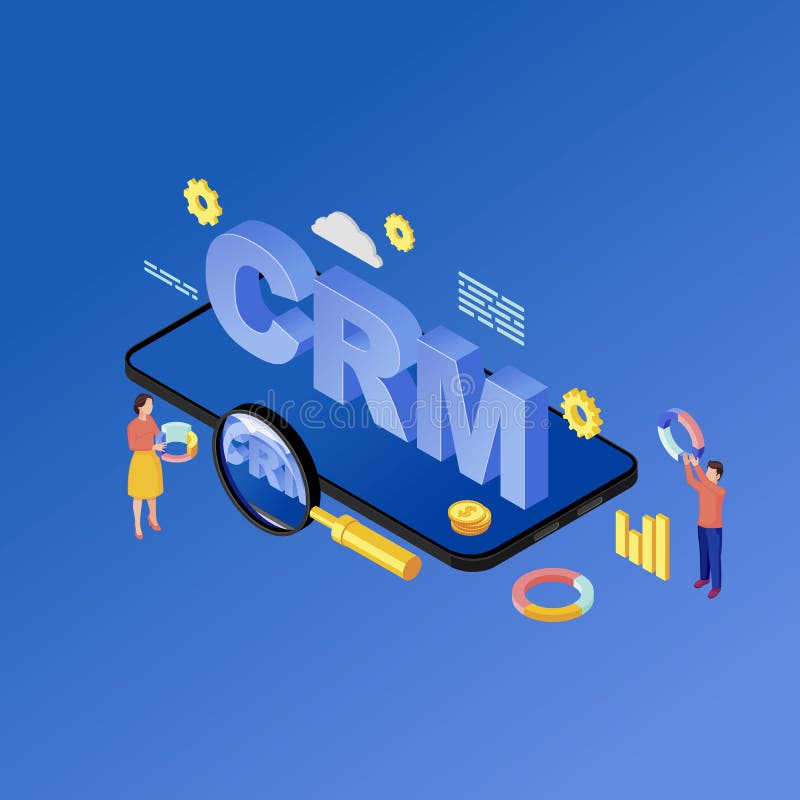 Customer Relationship Management Database Isometric Landing Page Template. CRM Hosting Website ...