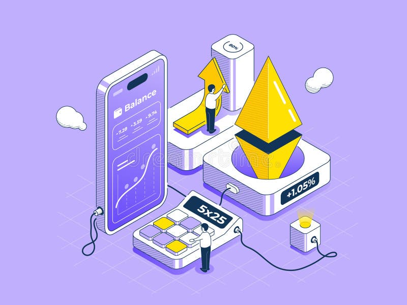 Smartphone with Crypto Wallet Interface and Growing Chart, Calculator ...