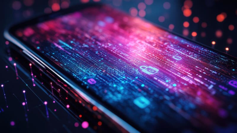 Smartphone Cyber Security Showing Padlock Icon Protecting Data Flow ...