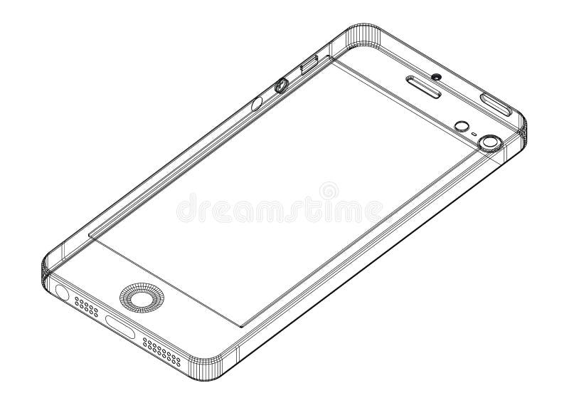 Smartphone 3D Blueprint - Isolated Stock Illustration - Illustration of ...