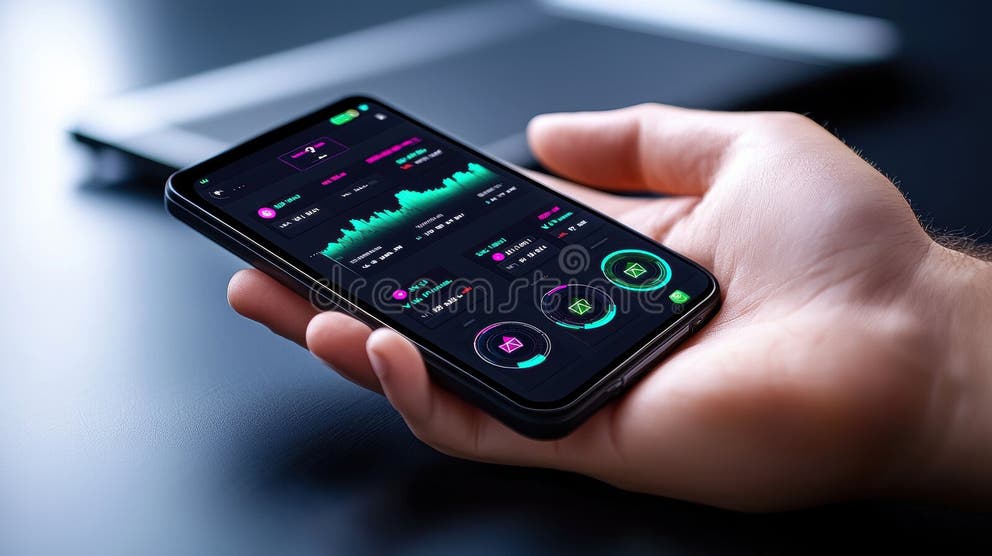 Smartphone with Data Analytics App Stock Illustration - Illustration of ...