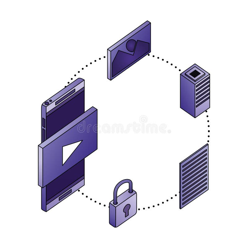 Smartphone Data Network Connection Security Server Stock Illustration ...