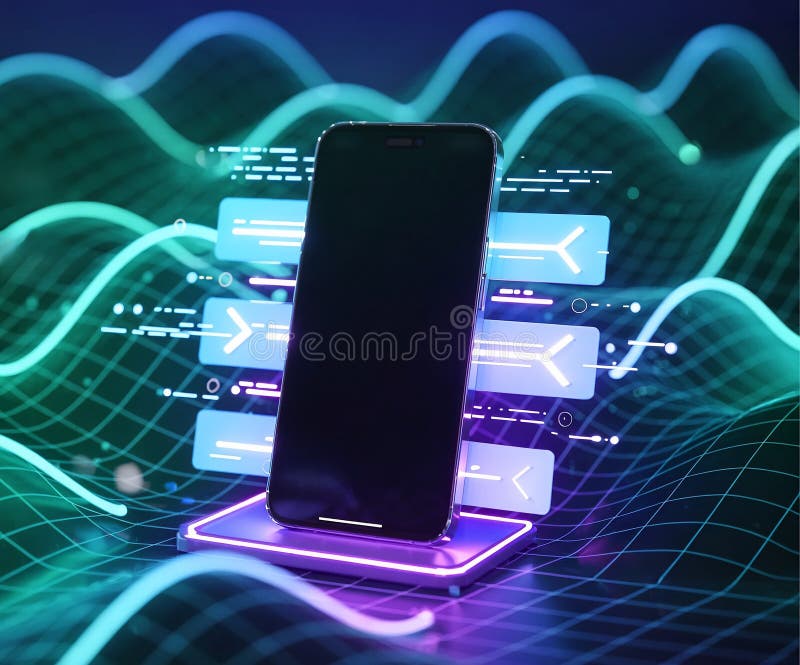 Smartphone with Data Processing Interface and Network Connection Stock ...