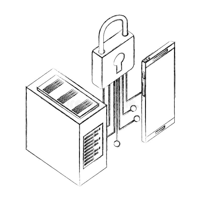 Smartphone Database Center Security Network Stock Illustration