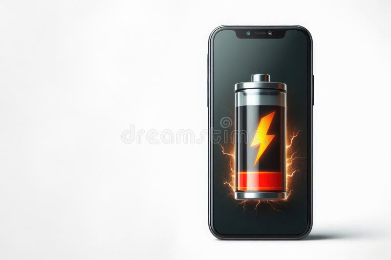 A Smartphone with a Dead Battery and an Electric Discharge. Space for ...