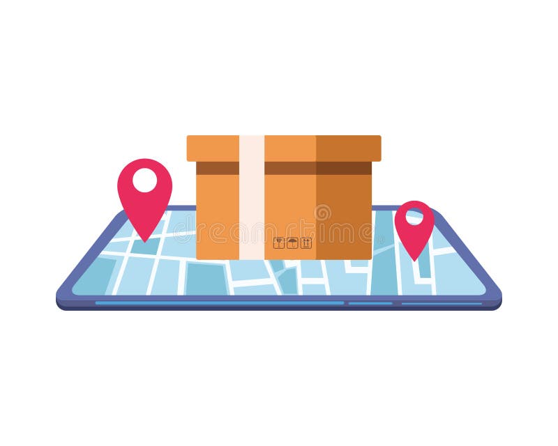 Smartphone with Delivery Application with Box Carton Stock Vector ...