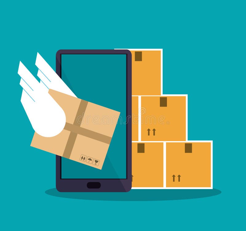 Smartphone Package and Delivery Design Stock Vector - Illustration of ...