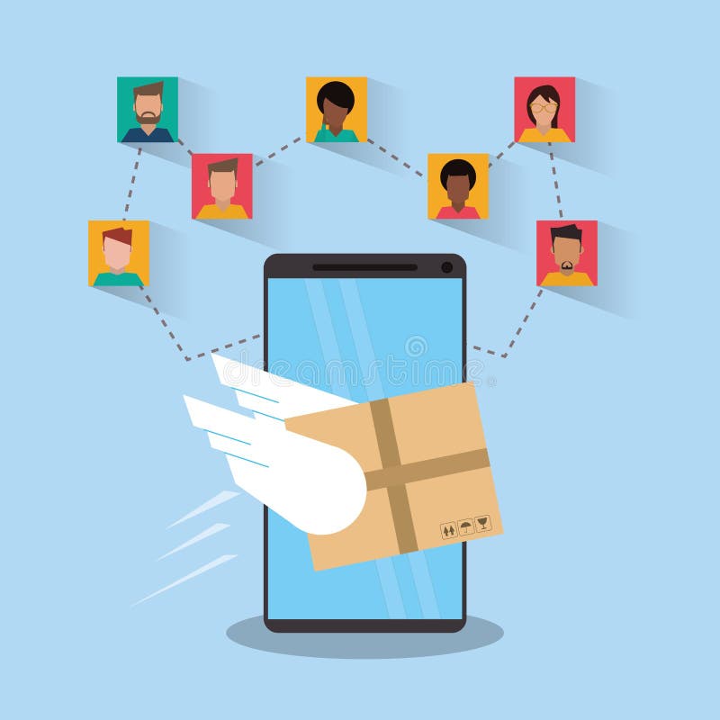 Smartphone and Delivery Design Stock Illustration - Illustration of ...