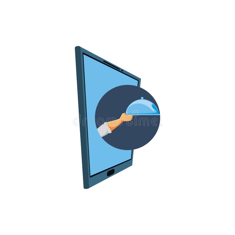 Smartphone with Delivery Food App and Tray Server Stock Vector ...