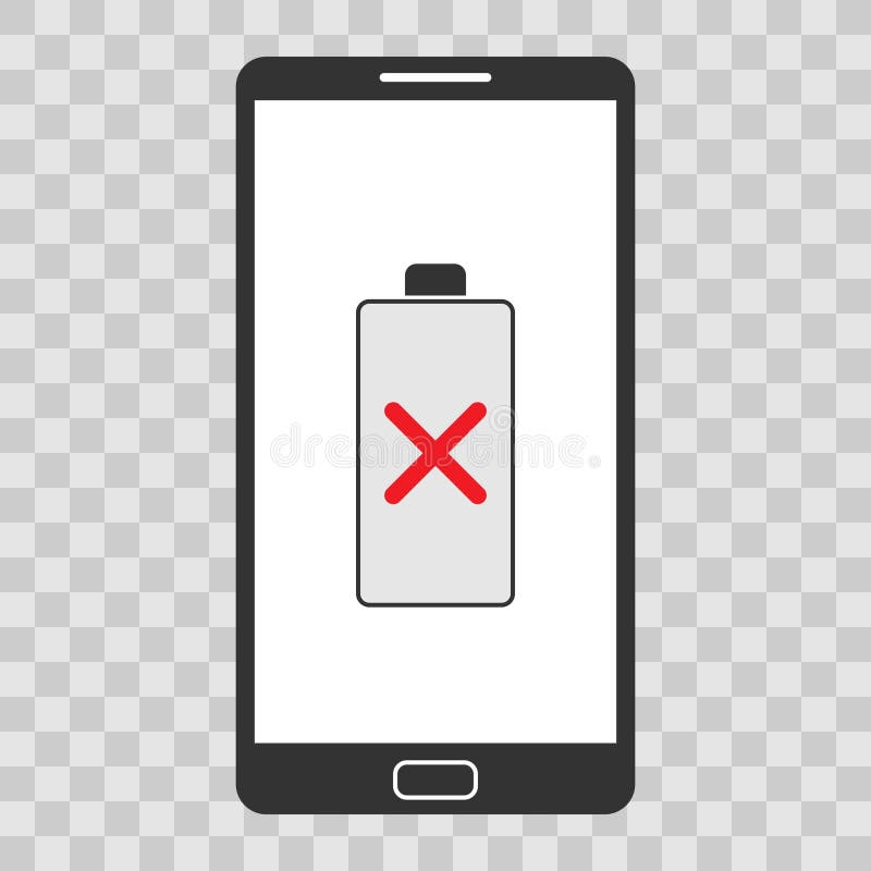 Smartphone with a Depleted Battery Icon on the Screen Stock Vector ...