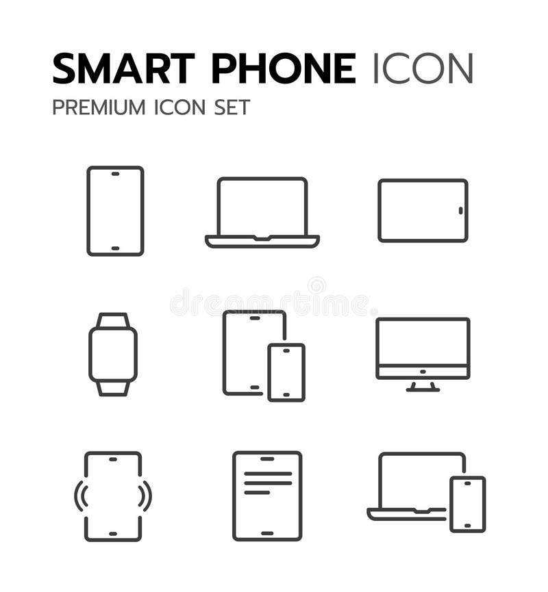 Simple Set of Personal Devices Related Vector Line Icons. Stock Vector ...