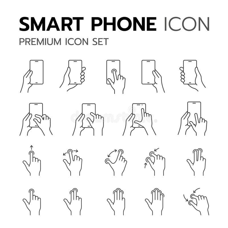 Smartphones. Linear Icons for a Mobile App User Interface or Manual ...