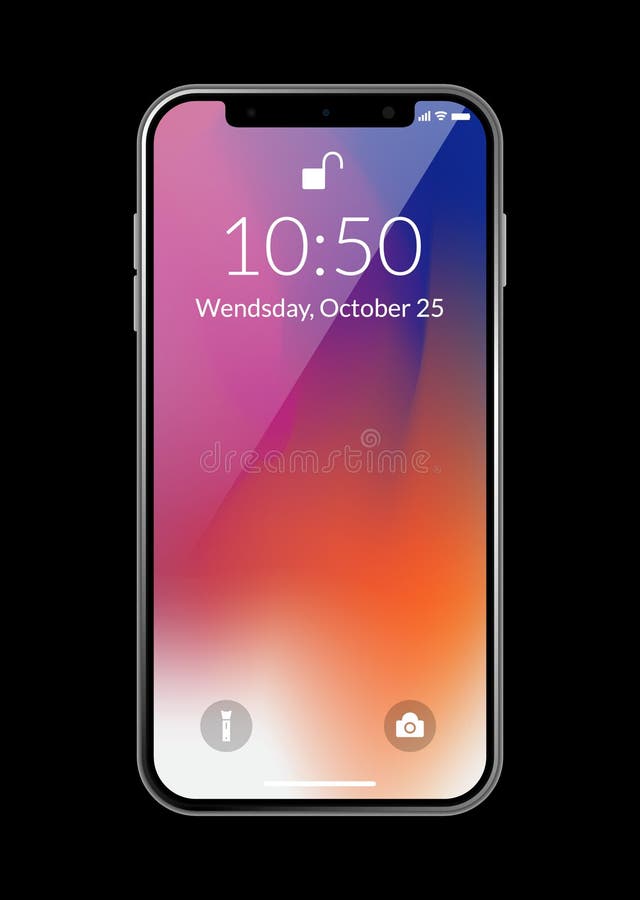 Smartphone Design Front Isolated. Mobile Phone X Mockup Concept Stock ...