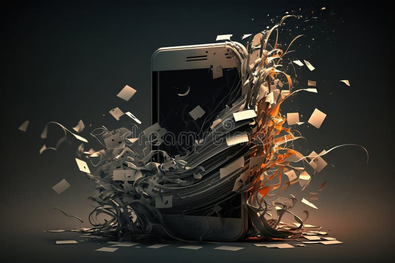The Smartphone is Destroyed into Many Thin Strips, Created with ...
