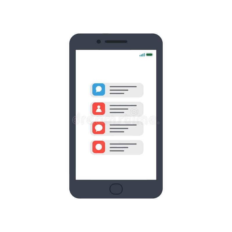 Smartphone Device with Colorful Notification Icons and Message Alerts ...