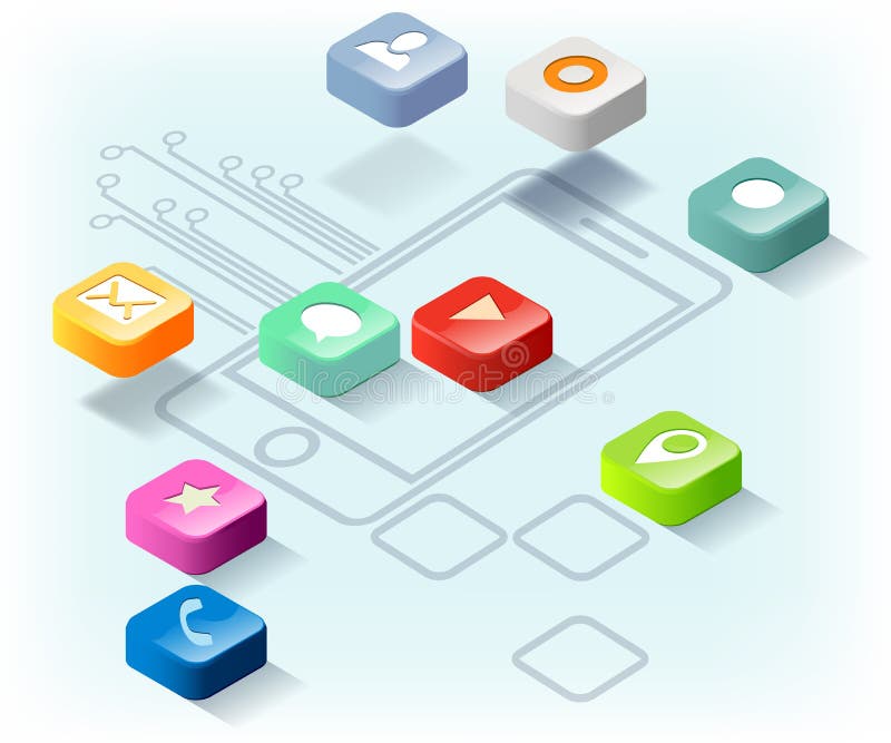 Smartphone Device Concept with Applications Stock Vector - Illustration ...