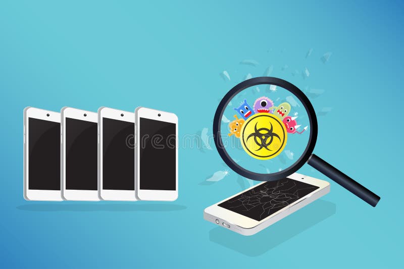 Smartphone Device Infected Virus Stock Vector - Illustration of ...