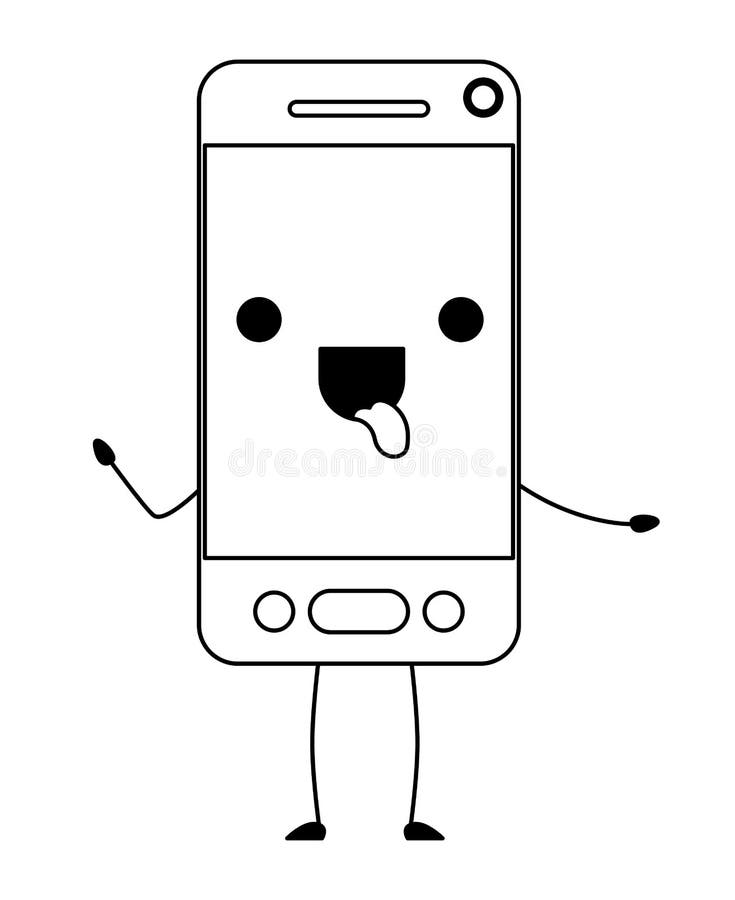 Smartphone Device Kawaii Character Stock Vector Illustration Of Equipment Isolated 147249152