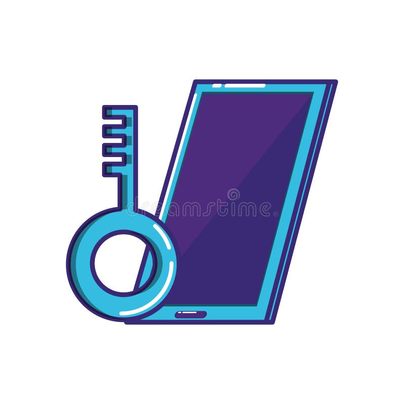 Smartphone Device with Key Door Stock Vector - Illustration of security ...