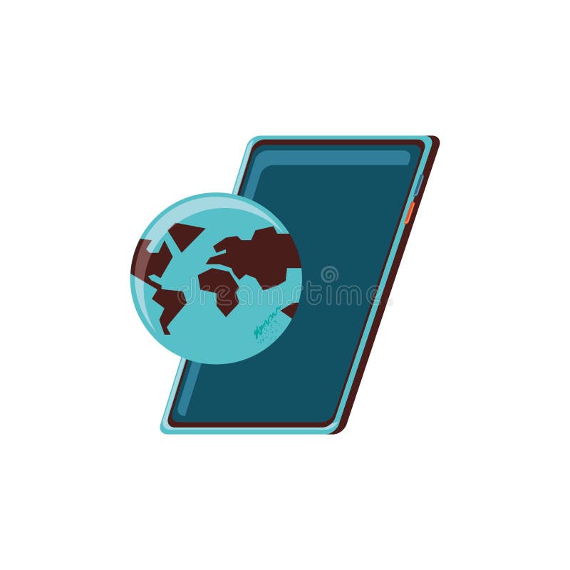 Smartphone Device with Planet Earth Stock Vector - Illustration of ...