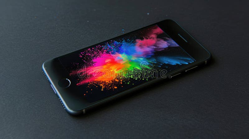 Smartphone Device with Rainbow Colored Screen Stock Photo - Image of ...