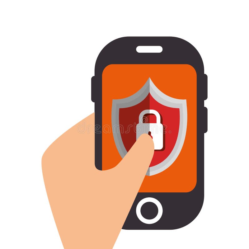 Smartphone Device with Security Shield Isolated Icon Stock Illustration ...