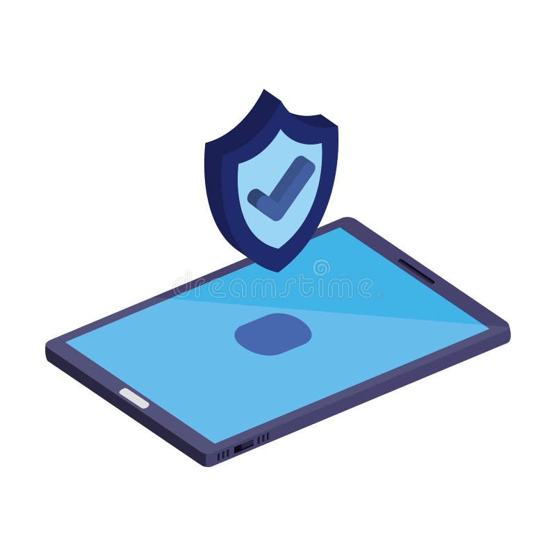 Smartphone Device with Shield and Check Symbol Stock Illustration ...