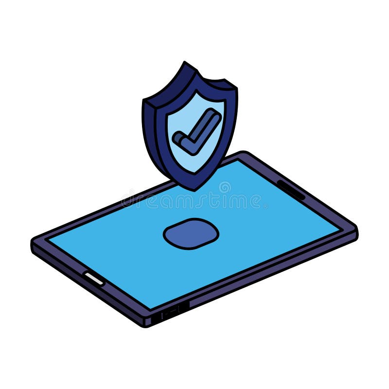 Smartphone Device with Shield and Check Symbol Stock Illustration ...