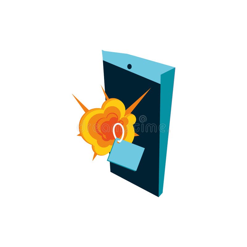 Smartphone with Tag Commercial and Explosion Stock Illustration ...