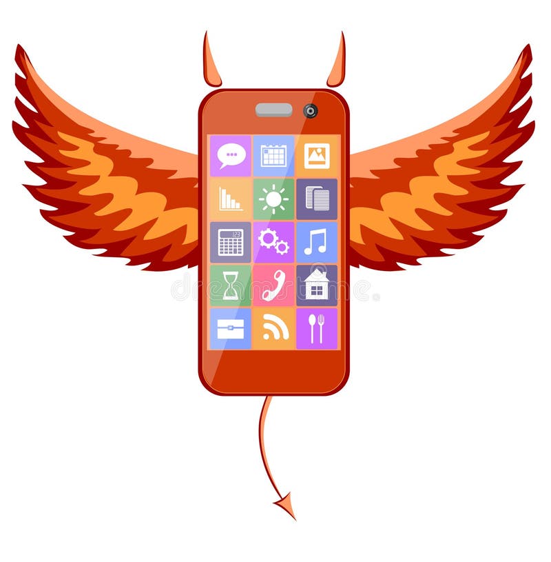 Devil Smartphone Love Cartoon Character Design Syle Stock Vector ...