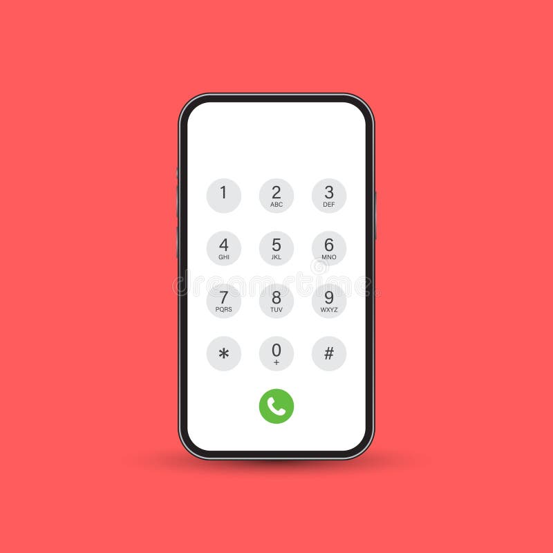 Smartphone Dial Button Icon in Flat Style. Phone Number Pad Vector ...